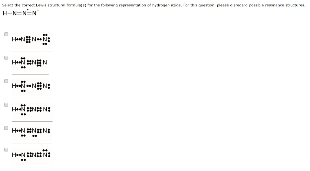 Solved Select the correct Lewis structural formula(s) for | Chegg.com