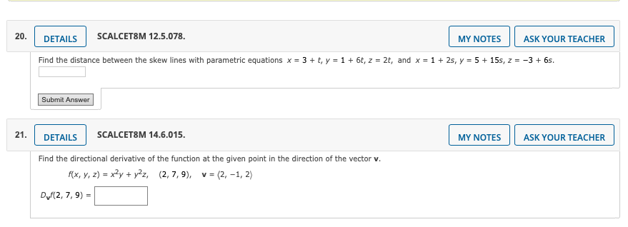 Solved 20. DETAILS SCALCET8M 12.5.078. MY NOTES ASK YOUR | Chegg.com
