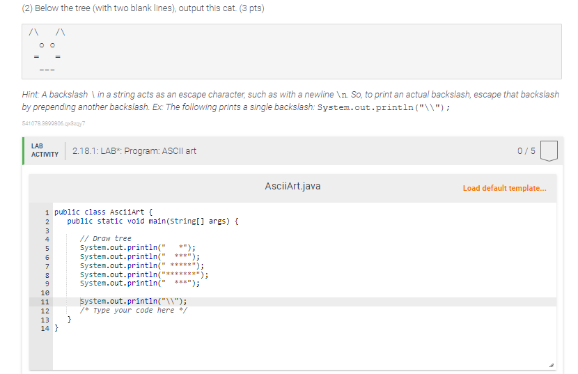 Solved Below the tree (with two blank lines), ﻿output this | Chegg.com