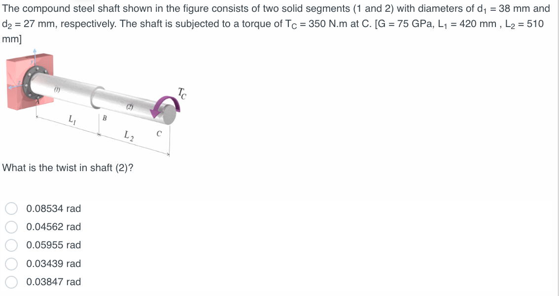 Solved The compound steel shaft shown in the figure consists | Chegg.com