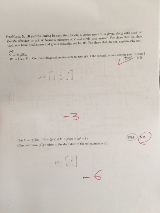 Solved In each item below, a vector space V is given, along | Chegg.com