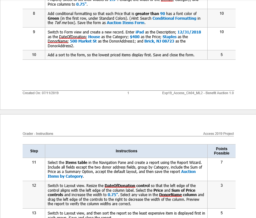 Solved Exp19_Access_Ch04_ML2 - Benefit Auction 1.0 Project | Chegg.com