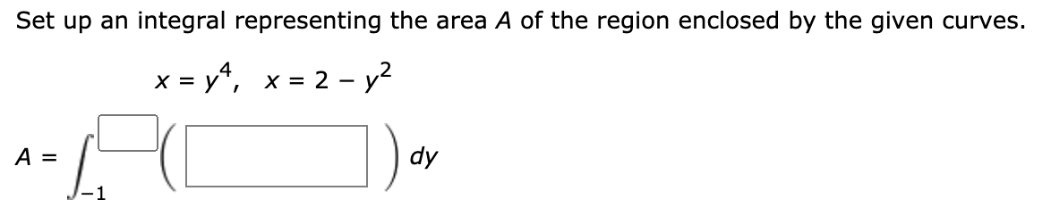 Solved Set up an integral representing the area A of the | Chegg.com