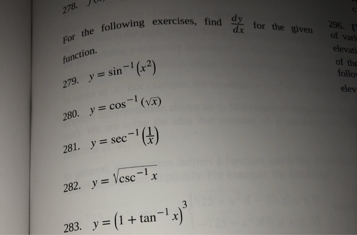 Solved 278. the following exercises, find dy findfor the | Chegg.com