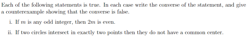 Solved a counterexample showing that the converse is false. | Chegg.com