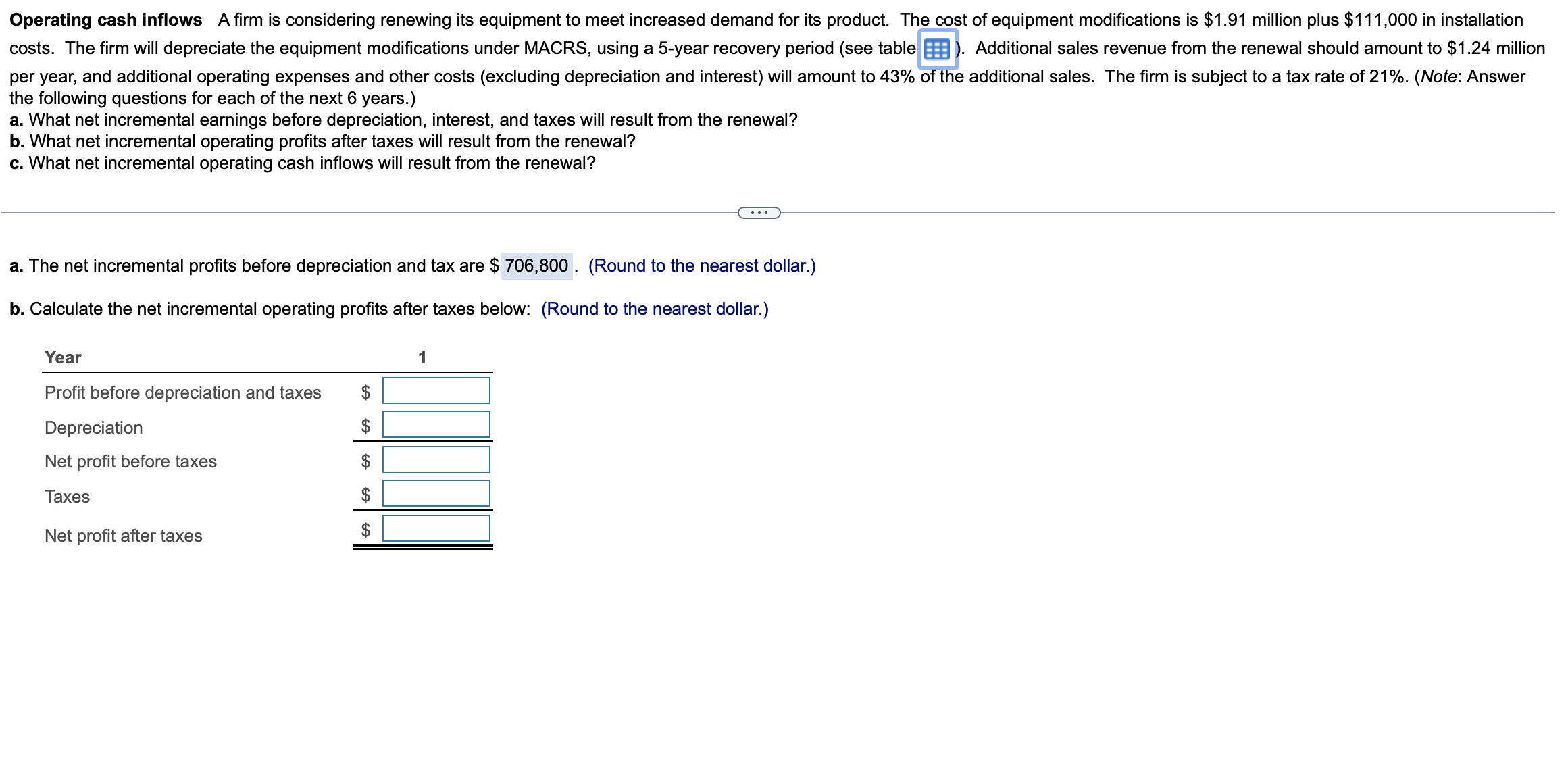 Data table (Click on the icon here in order to copy | Chegg.com