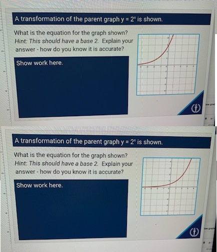 Solved A transformation of the parent graph y=2x is shown. | Chegg.com