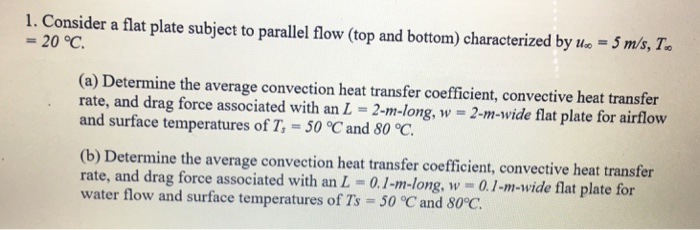Solved 1. Consider a flat plate subject to parallel flow, | Chegg.com