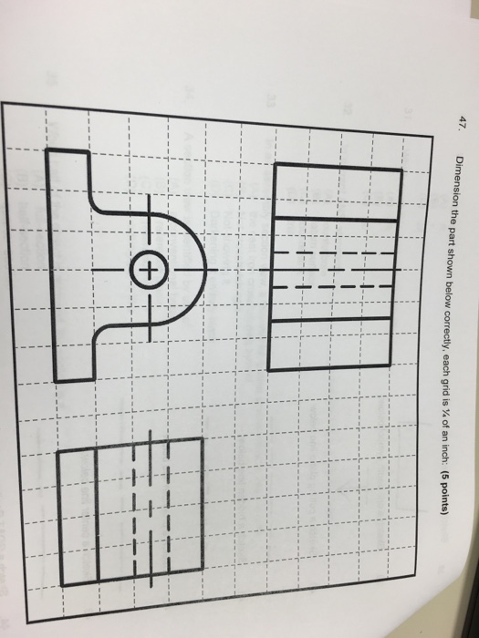 Solved Dimension the part shown below correctly, each grid | Chegg.com