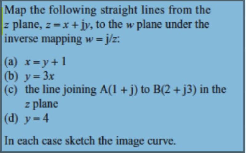Solved Map the following straight lines from the z plane, z | Chegg.com