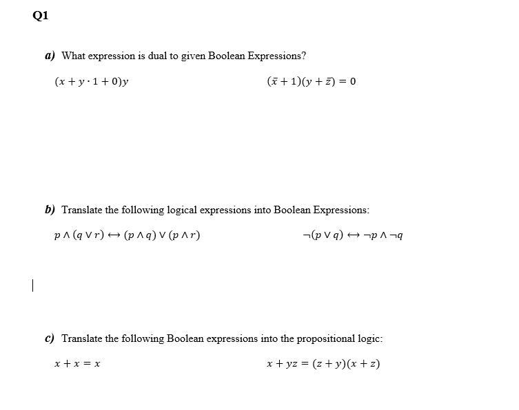 Solved A What Expression Is Dual To Given Boolean 6583