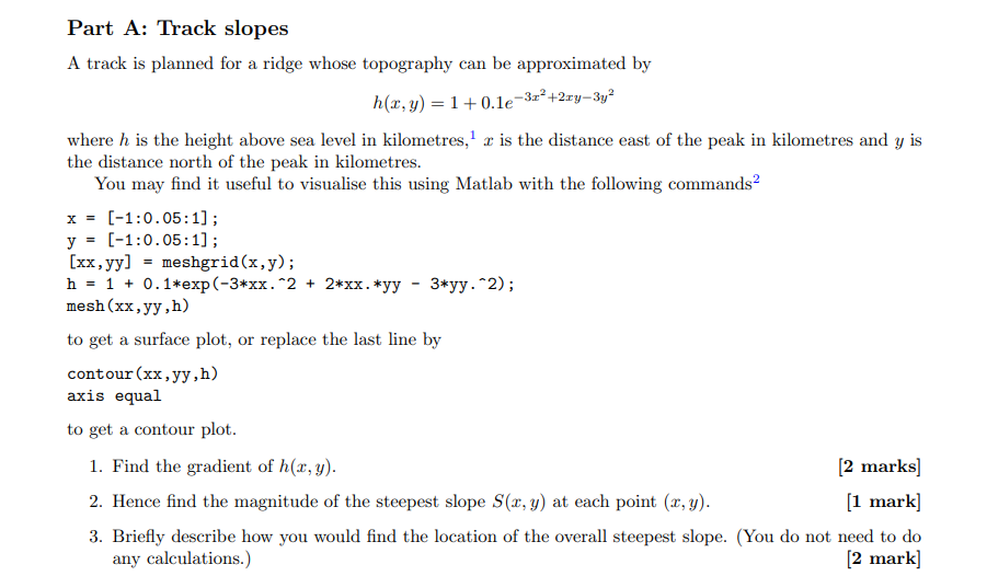 Part A: Track slopes A track is planned for a ridge | Chegg.com