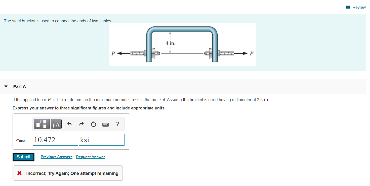 Solved If the applied force PP = 1 kipkip , determine the | Chegg.com