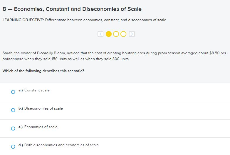 Solved 8 - Economies, Constant and Diseconomies of Scale | Chegg.com