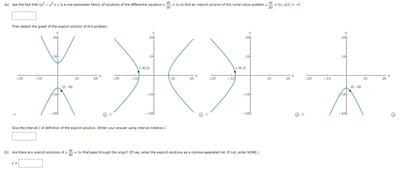 Solved (a) Use the fact that 5x2 - y2 = c is a one-parameter | Chegg.com
