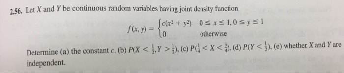 Solved Let X and Y be continuous random variables having | Chegg.com