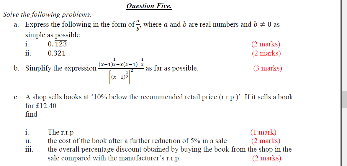 Solved Ouestion Five. Solve the following problems. a. | Chegg.com Solved Ouestion Five. Solve the following problems. a. | Chegg.com