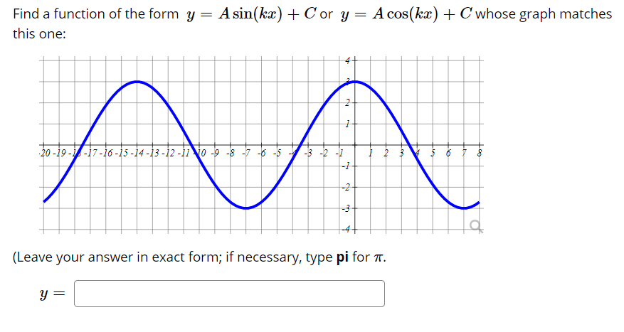Solved = Find a function of the form y this one: A sin(kx) + | Chegg.com