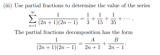 Solved (iii) ﻿Use partial fractions to determine the value | Chegg.com