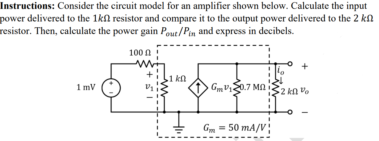 Solved Instructions: Consider the circuit model for an | Chegg.com