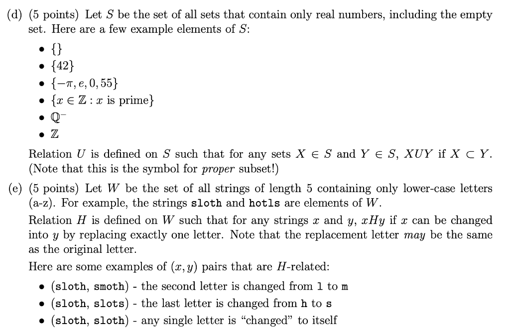 (d) (5 points) Let S be the set of all sets that | Chegg.com