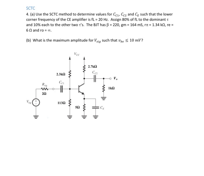 Solved (a) Use the SCTC method to determine values for C_c1, | Chegg.com