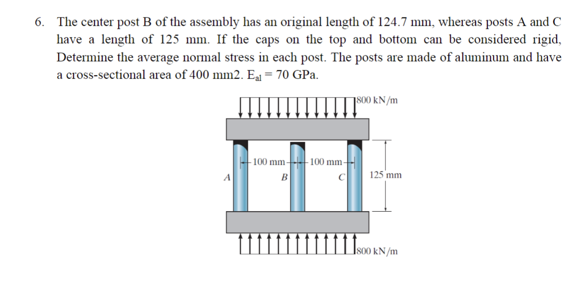 Solved The center post B of the assembly has an original | Chegg.com