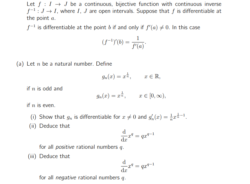 Solved Let f:I→J be a continuous, bijective function with | Chegg.com