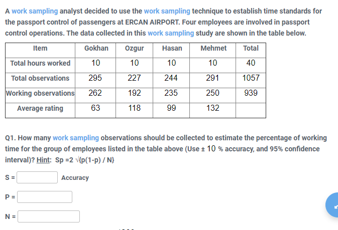 A work sampling analyst decided to use the work | Chegg.com
