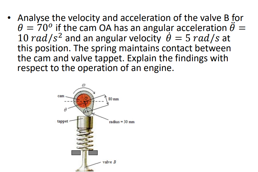 Analyse the velocity and acceleration of the valve B | Chegg.com