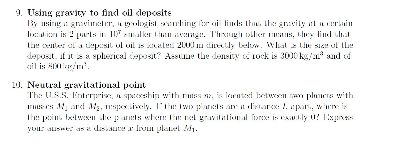 Solved 9. Using gravity to find oil deposits By using a | Chegg.com