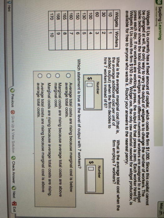 Solved Widgets R Us currently has a fixed amount of capital, | Chegg.com