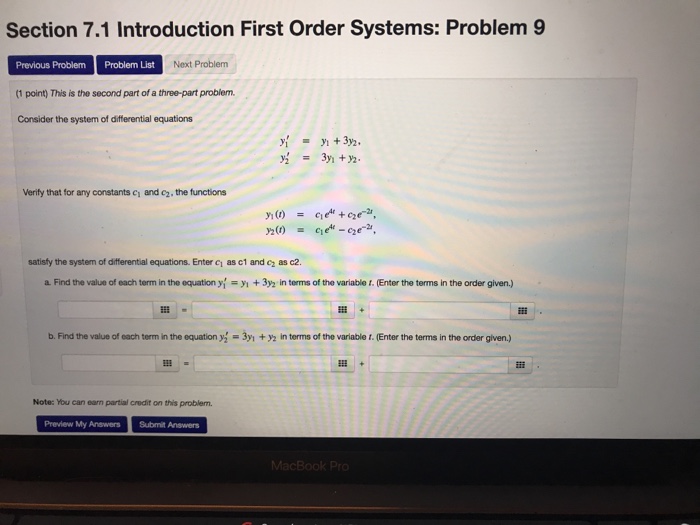 Solved Section 7 1 Introduction First Order Systems Problem