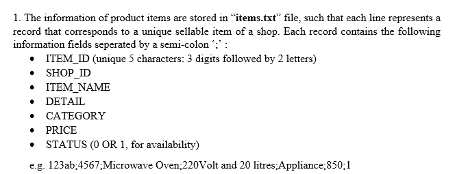 1. The information of product items are stored in | Chegg.com