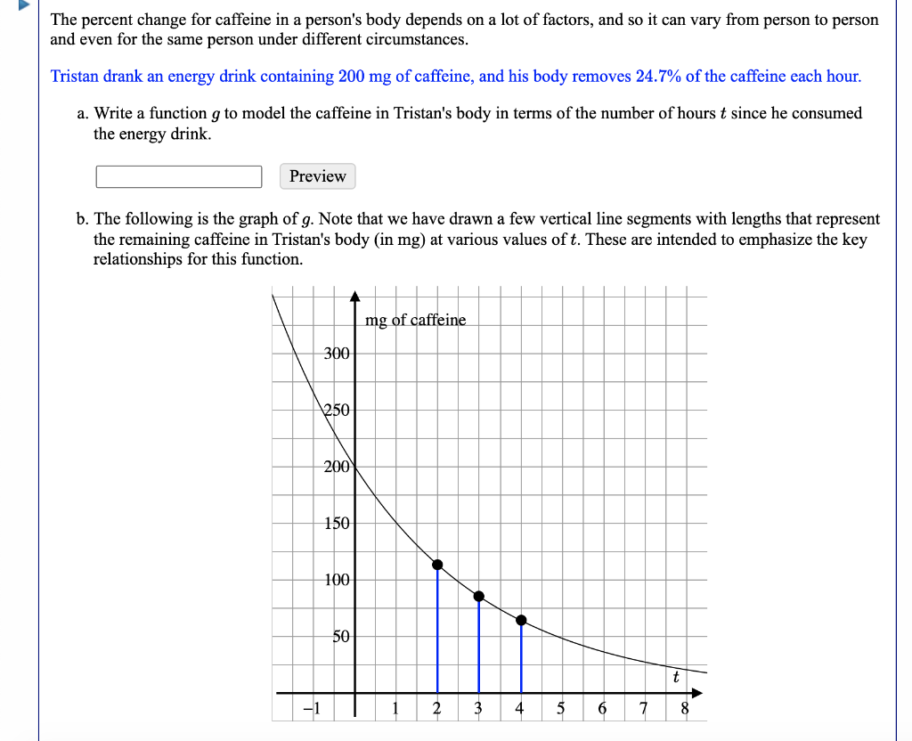 Solved The percent change for caffeine in a person's body | Chegg.com ...
