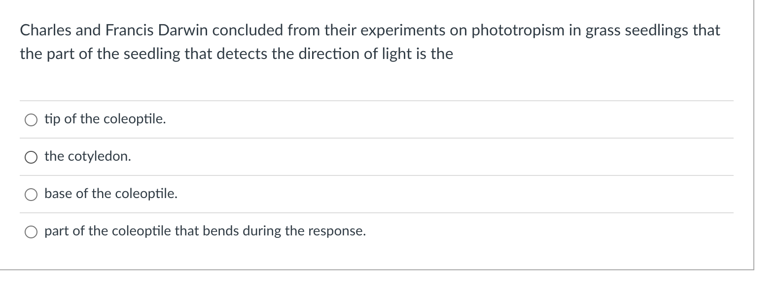 Solved Charles and Francis Darwin concluded from their | Chegg.com