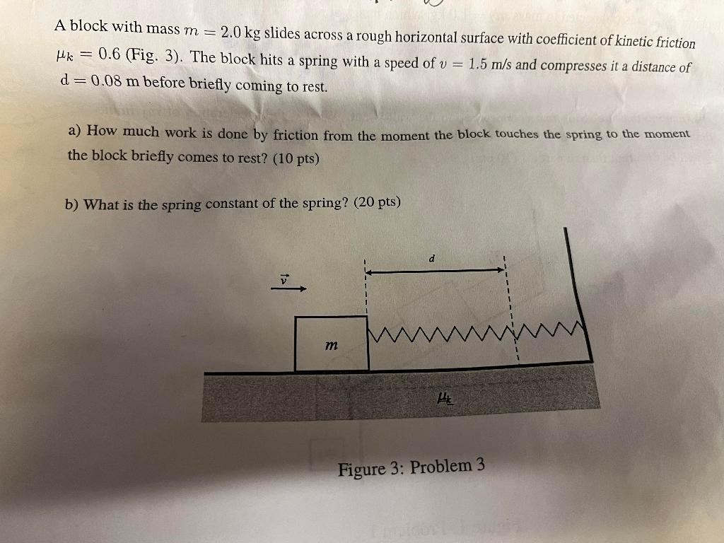 Solved A block with mass m=2.0 kg slides across a rough | Chegg.com