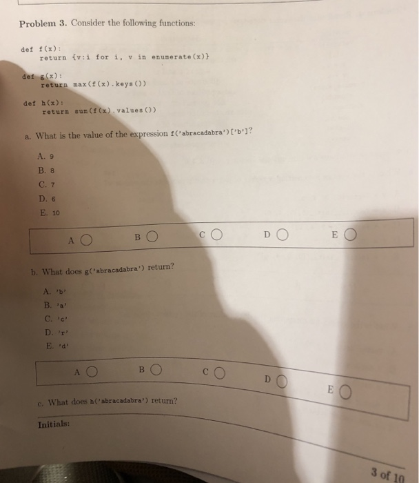 Solved Problem 3. Consider the following functions: def f(x) | Chegg.com