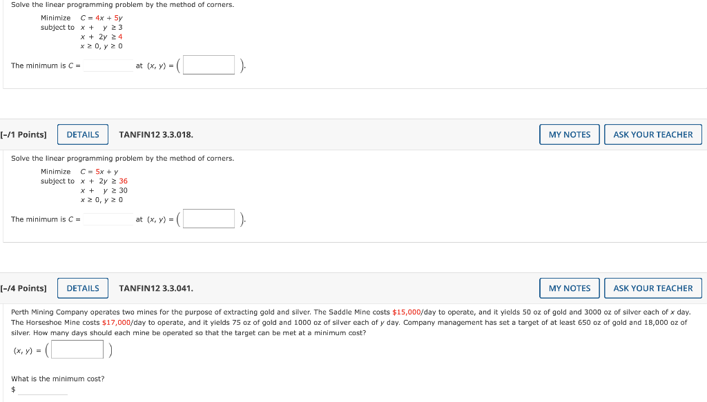 Solved Minimize Solve the linear programming problem by the | Chegg.com