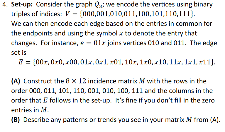 Solved Set-up: Consider the graph Q3; we encode the vertices | Chegg.com