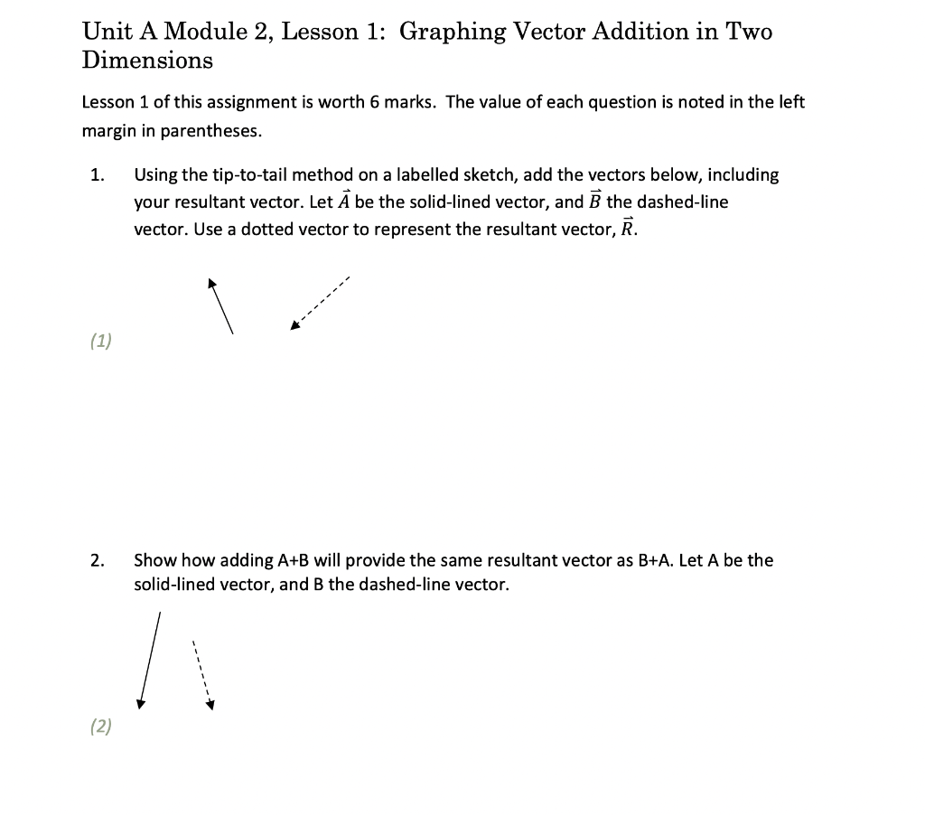 Solved 1. Using the tip-to-tail method on a labelled sketch, | Chegg.com
