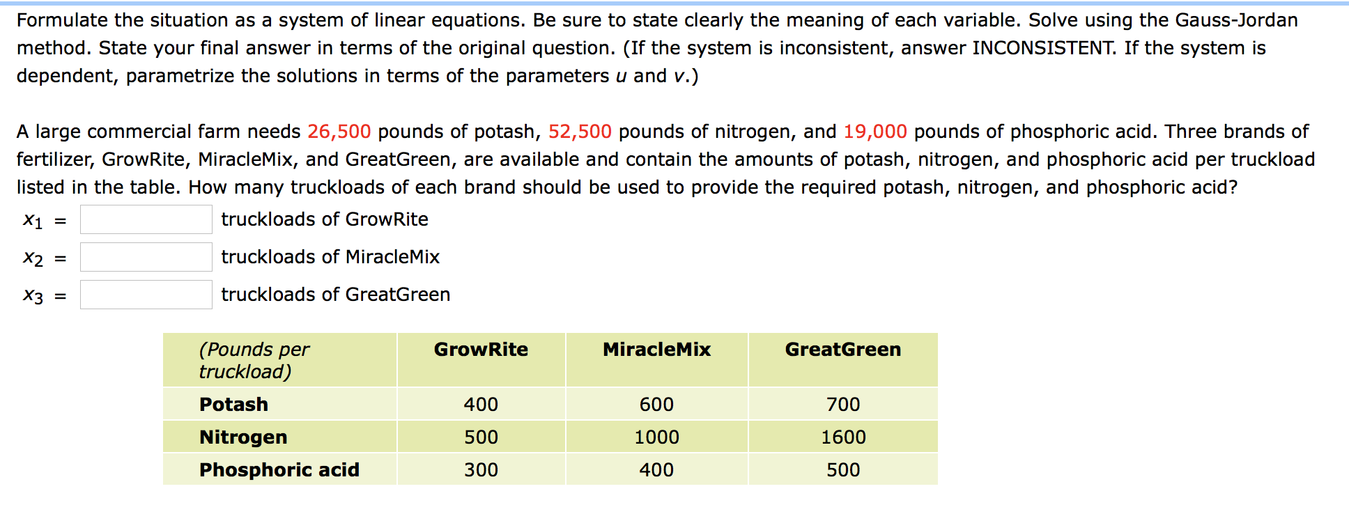 Solved Formulate the situation as a system of linear | Chegg.com
