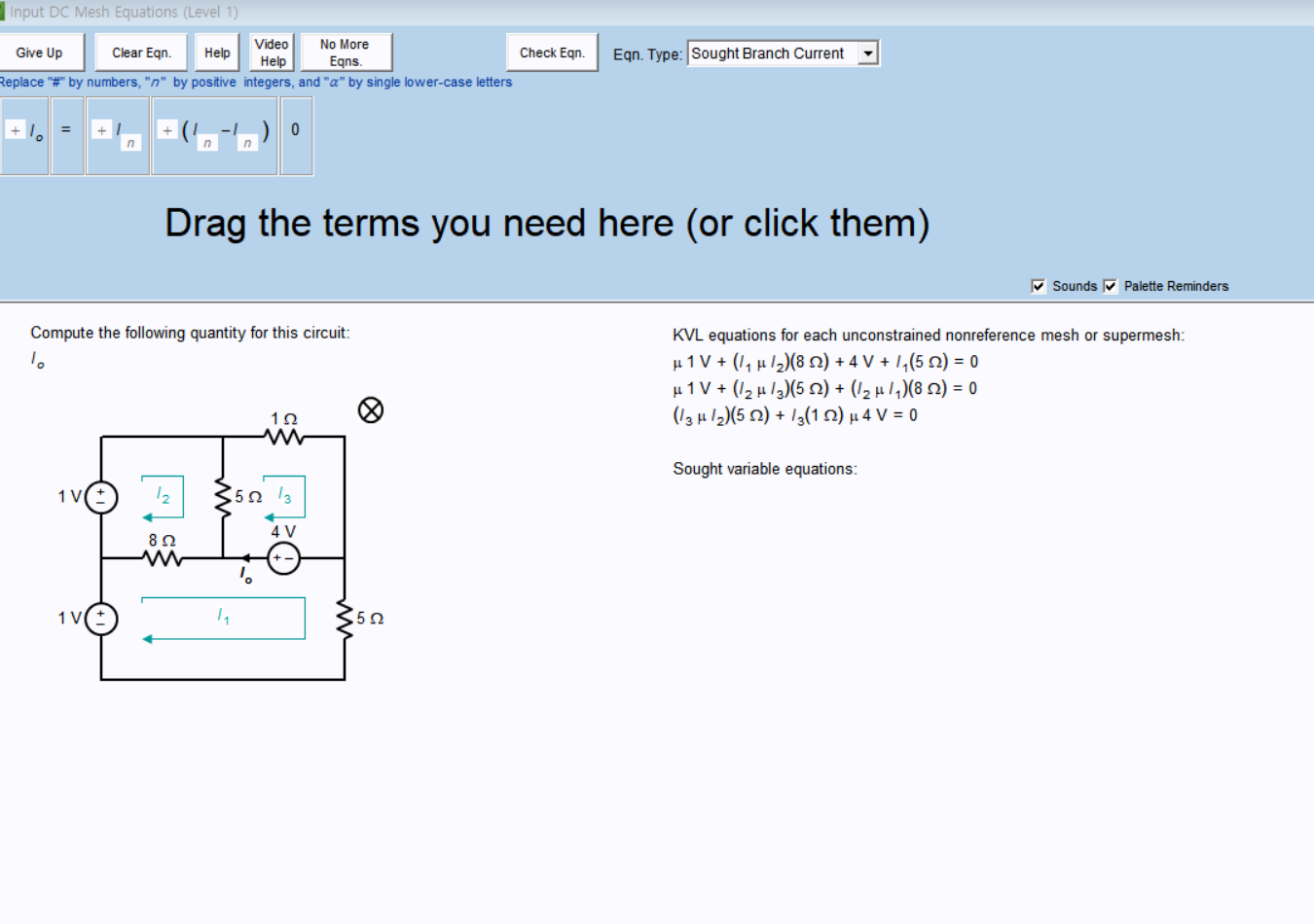Solved Input DC Mesh Equations (Level 1) Check Egn. Video No | Chegg.com