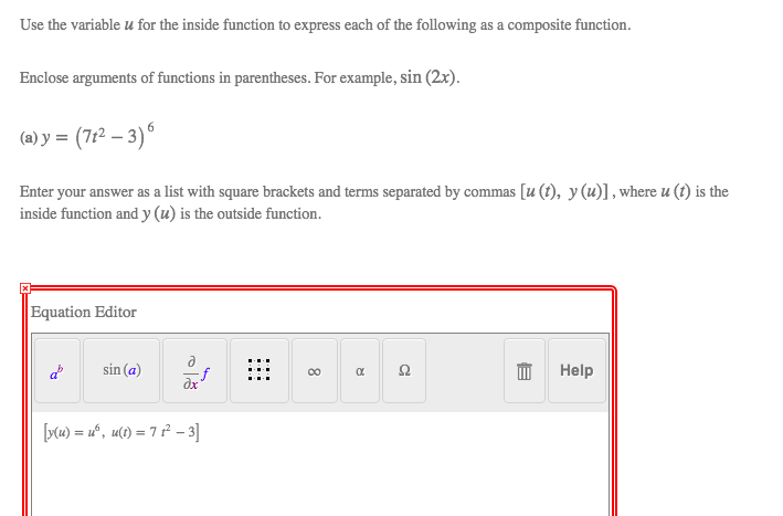 Solved Use the variable u for the inside function to express | Chegg.com