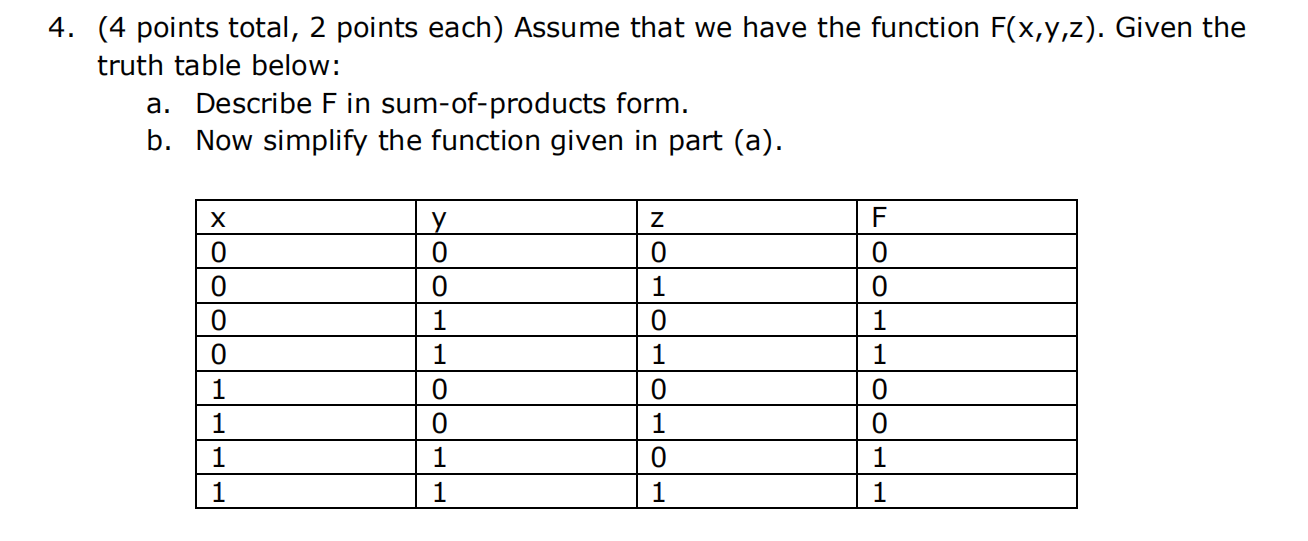 Solved 4. (4 points total, 2 points each) Assume that we | Chegg.com Solved 4. (4 points total, 2 points each) Assume that we | Chegg.com
