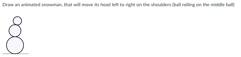 Solved Draw an animated snowman, that will move its head | Chegg.com