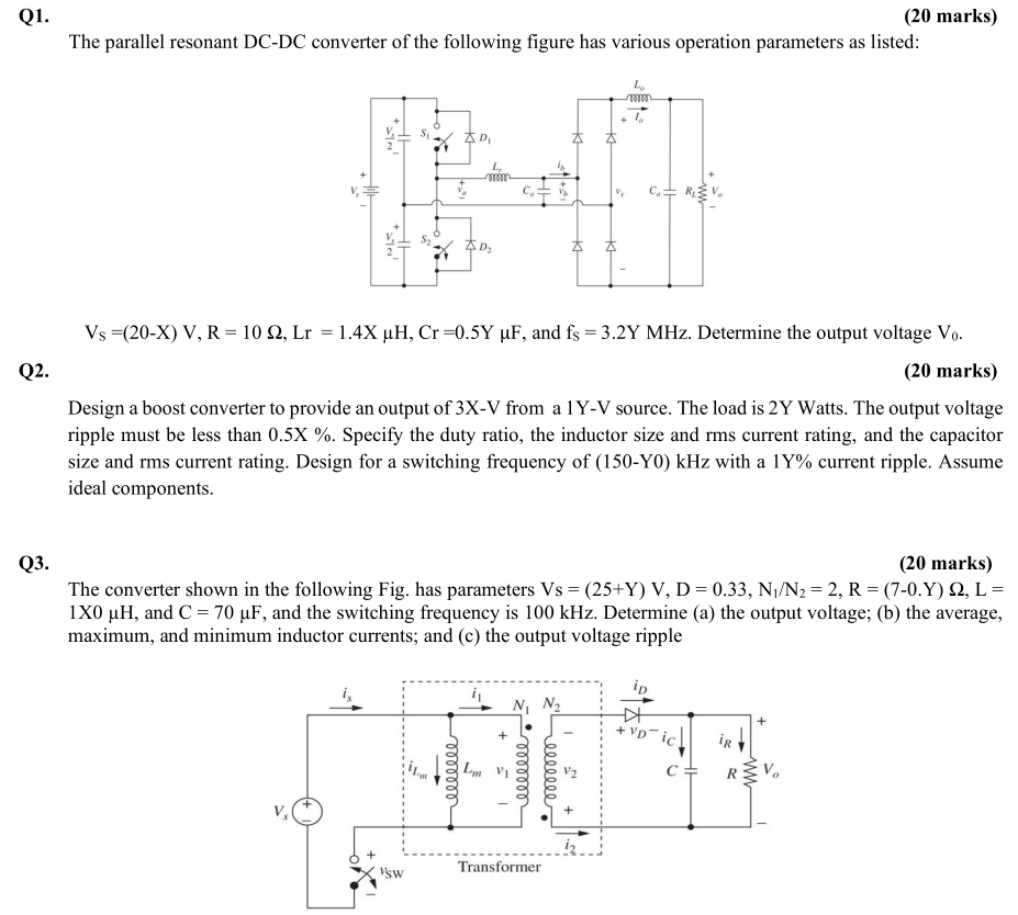 Solved Q1. (20 marks) The parallel resonant DC-DC converter | Chegg.com