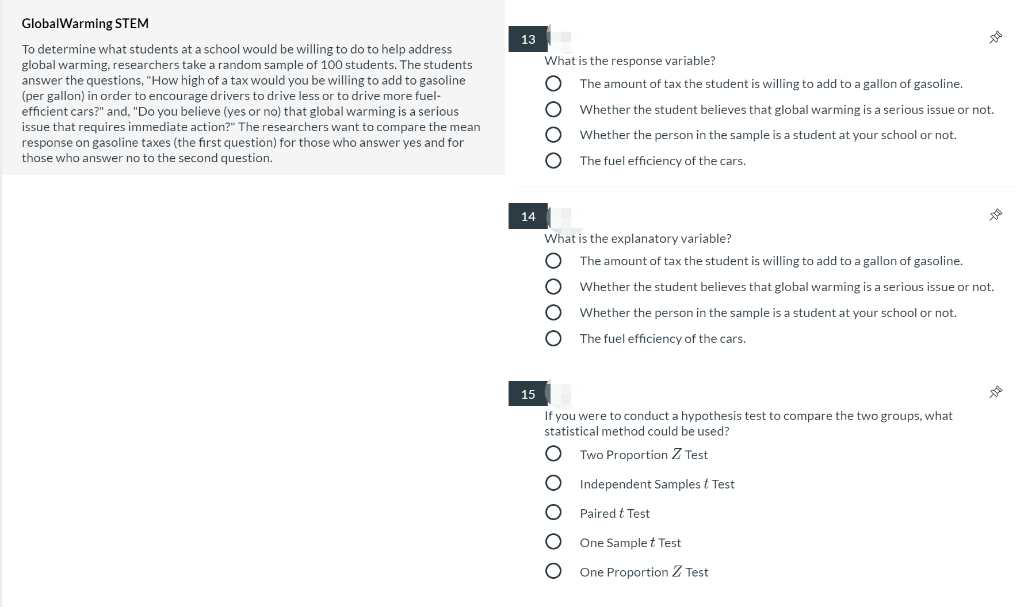 Solved 13 Global Warming STEM To determine what students at | Chegg.com