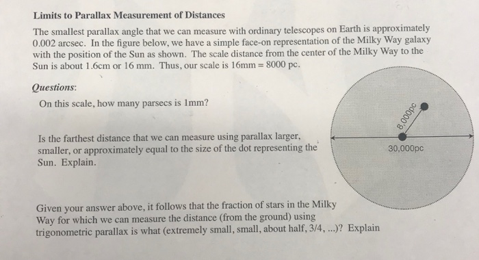 Solved Limits to Parallax Measurement of Distances The | Chegg.com