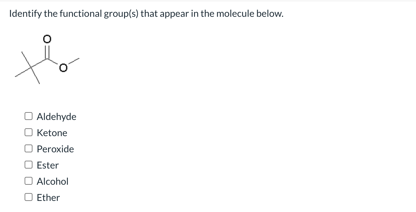 Solved Identify the functional group(s) that appear in the | Chegg.com